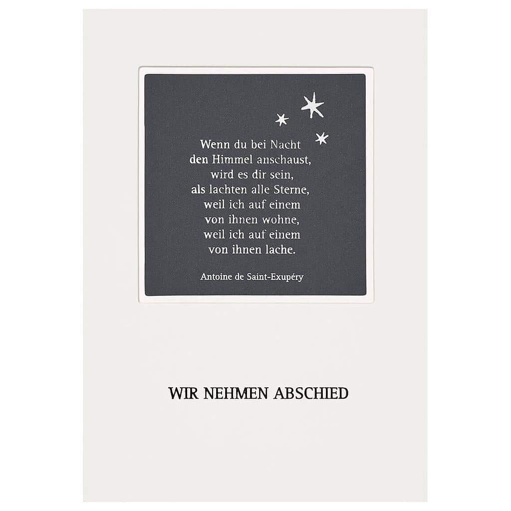 Räder Passepartout Trauerkarte "Wir nehmen Abschied" - Postmeier.shop