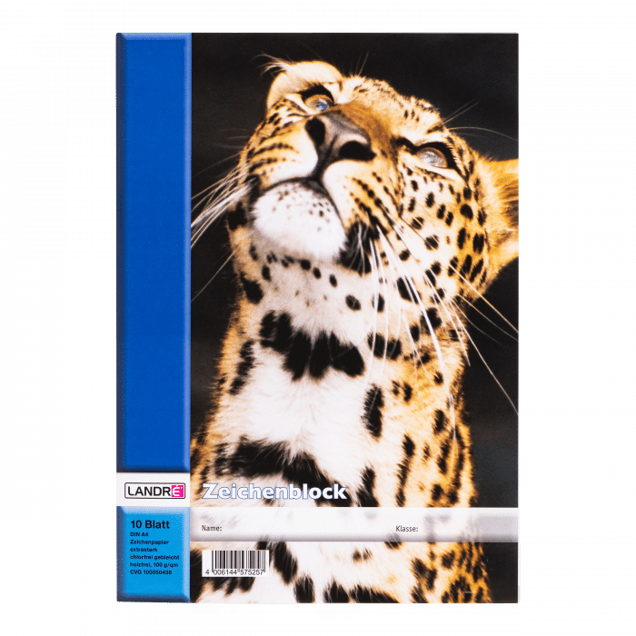 LANDRÉ A4 gehefteter Zeichenblock, blanko, 10 Blatt, Tier-Motive ...